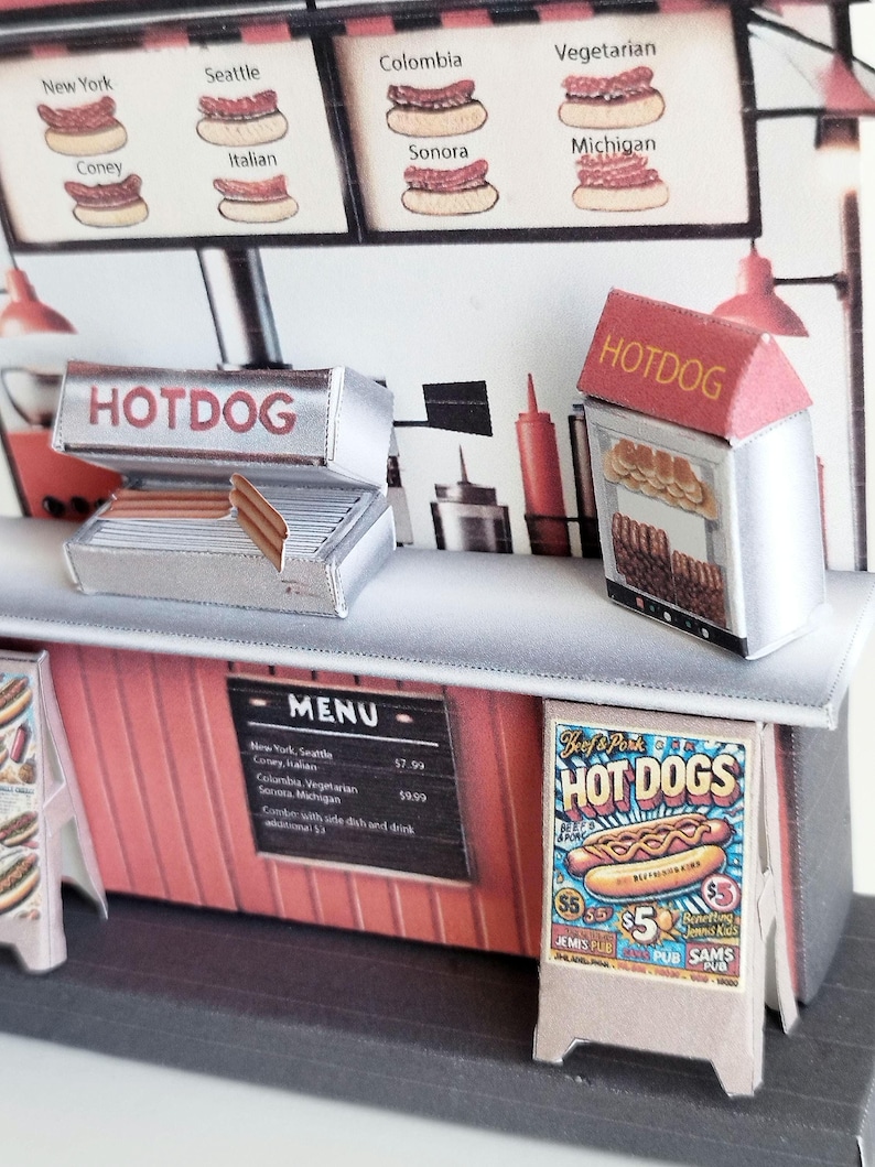 Hot Dog Counter- DIY Miniature Kit, Instant Download Template, Gift ...