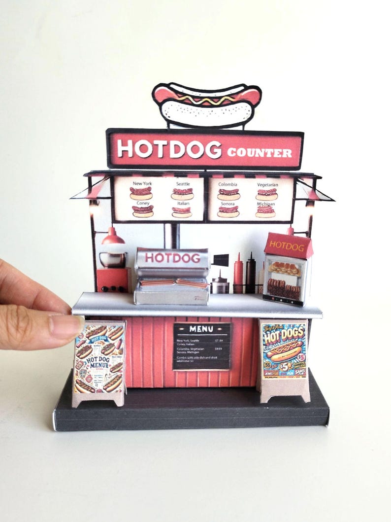 Hot Dog Counter- DIY Miniature Kit, Instant Download Template, Gift ...