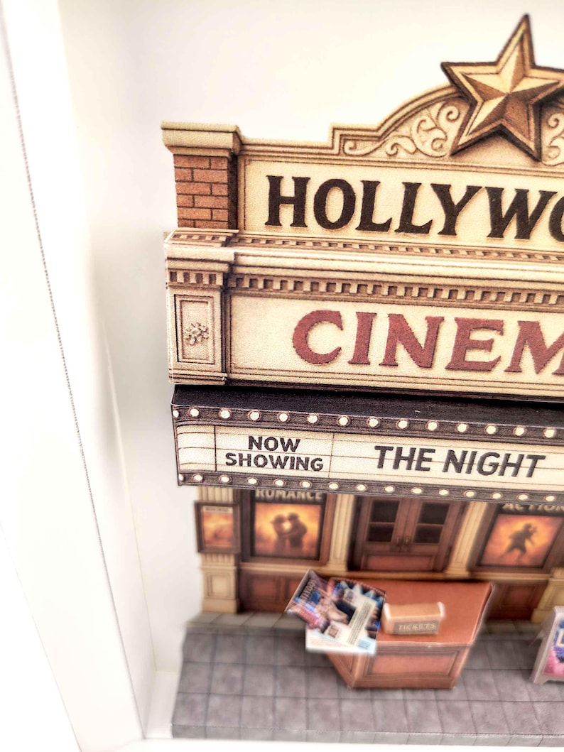 Hollywood Cinema Theater Diorama — Miniature Craft Kit, Suitable for ...
