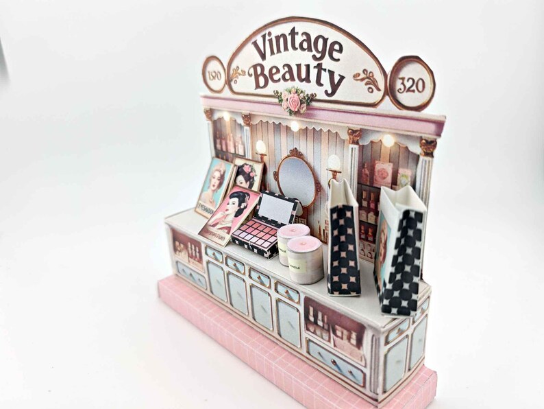 Vintage Makeup Counter Miniature: DIY Cardstock Scenery Kit (printable ...