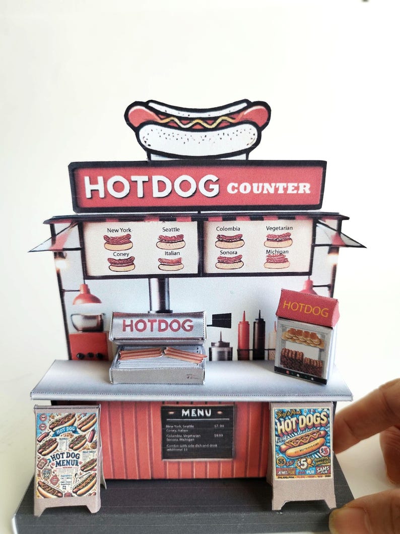 Hot Dog Counter- DIY Miniature Kit, Instant Download Template, Gift ...