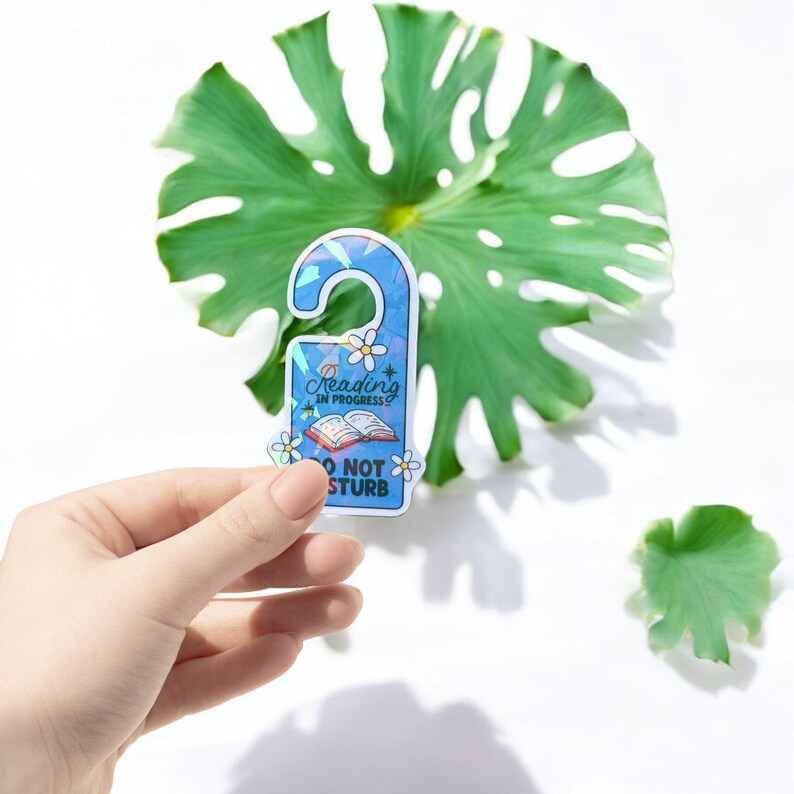 Reading in Progress Do Not Disturb Sticker, Cute Door Hanger Design ...