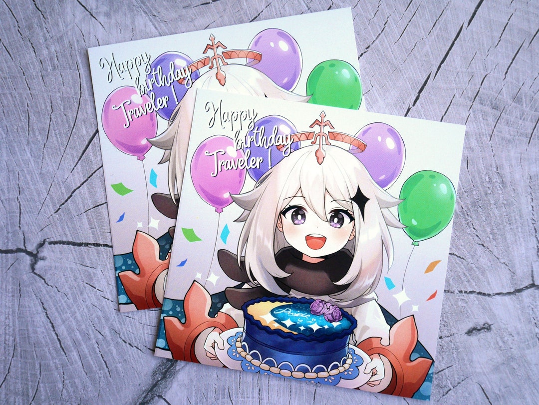 Genshin Paimon Print, Card, Postcard, happy Birthday, Art Print, Square ...