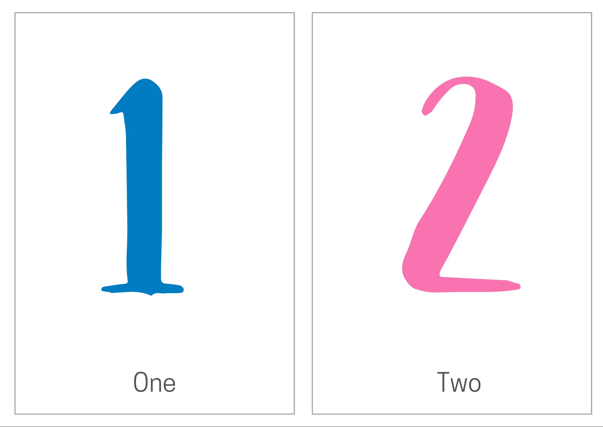 20 Printable Number Flash Cards With Extra Zeros, Cute and Simple ...