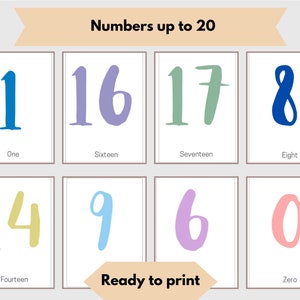 20 Printable Number Flash Cards With Extra Zeros, Cute and Simple ...