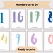 20 Printable Number Flash Cards With Extra Zeros, Cute and Simple ...