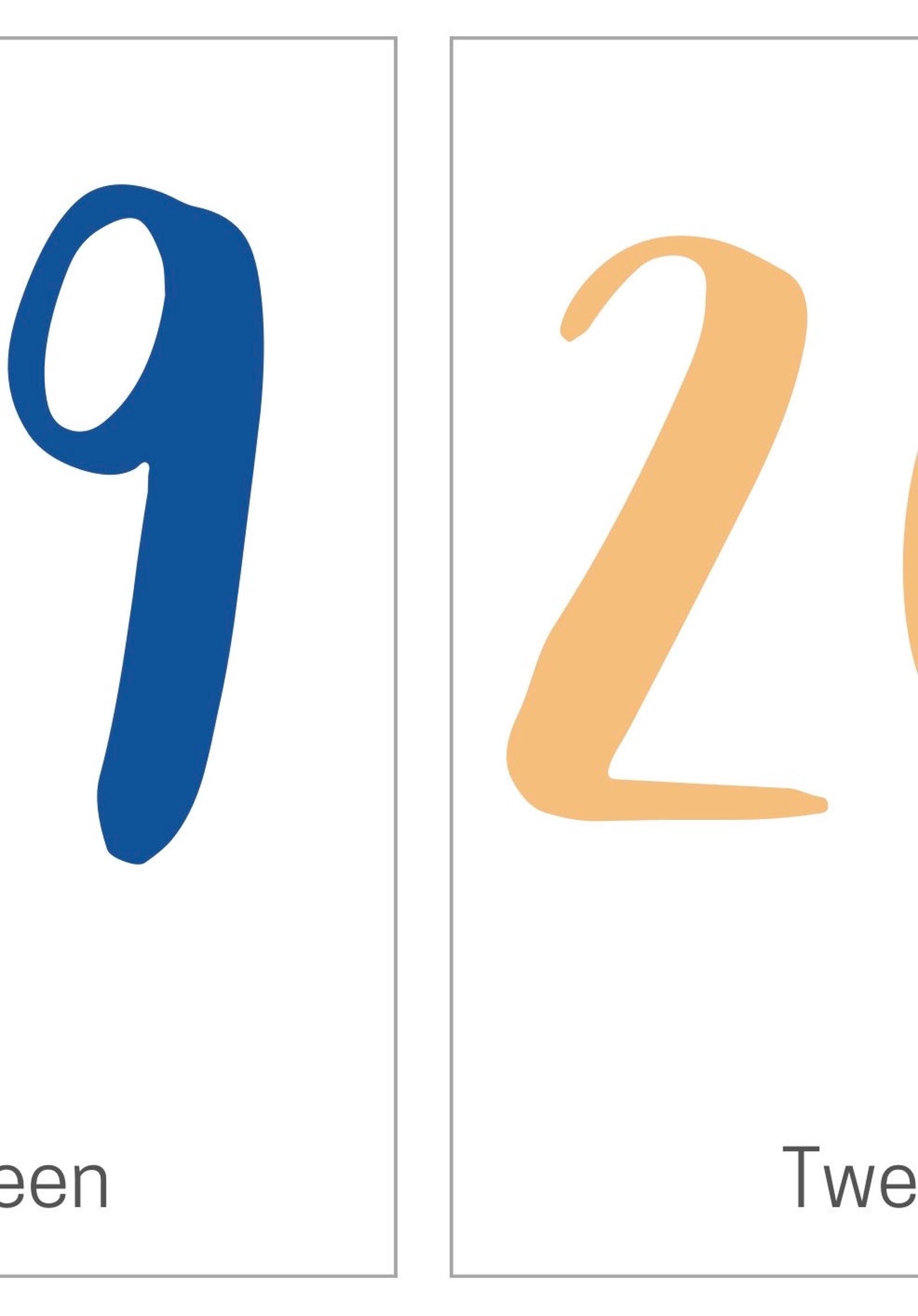 20 Printable Number Flash Cards With Extra Zeros, Cute and Simple ...