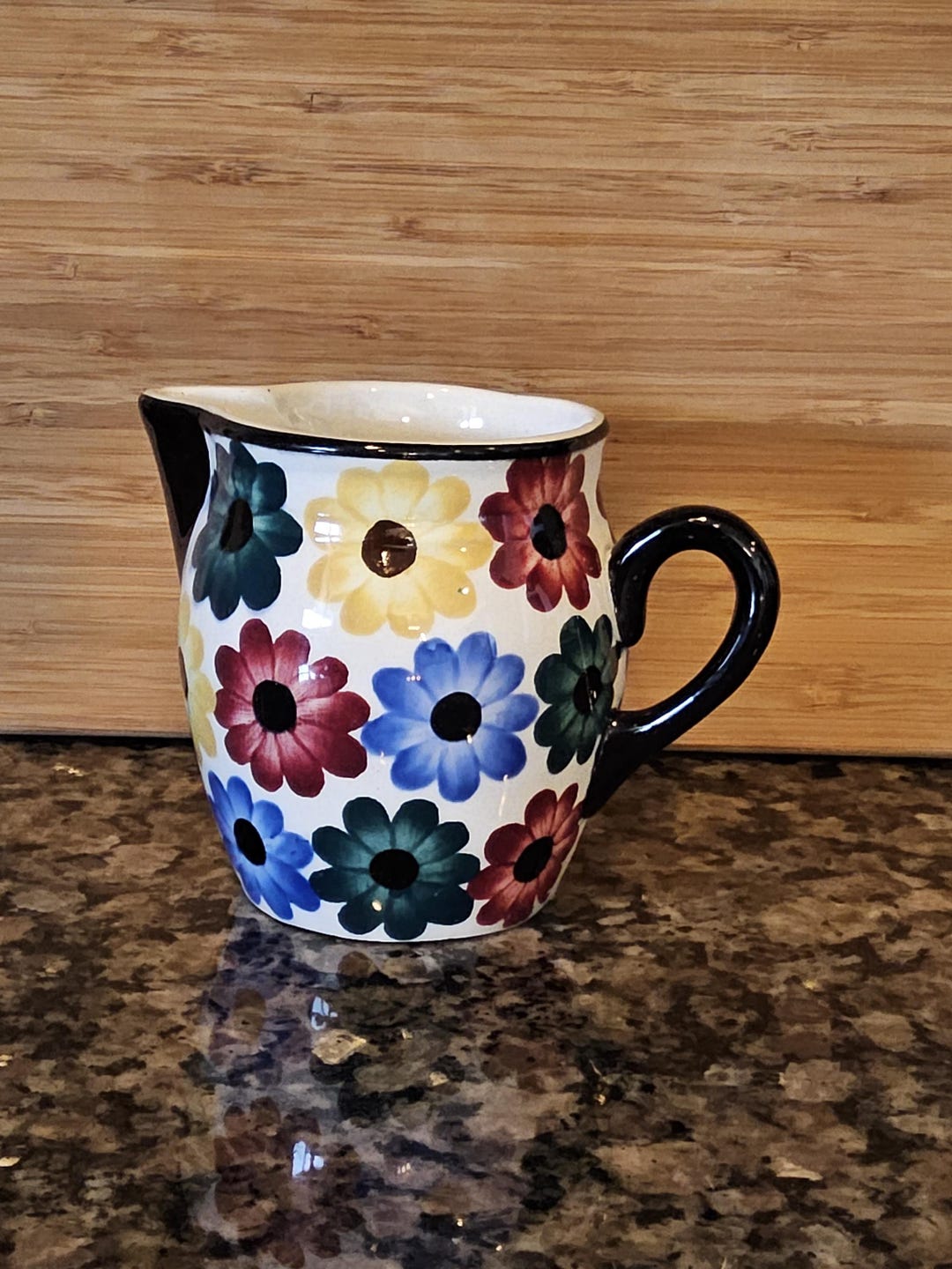 Vintage German Hand Painted Creamer Stoneware Ceramic Flowers Gift ...