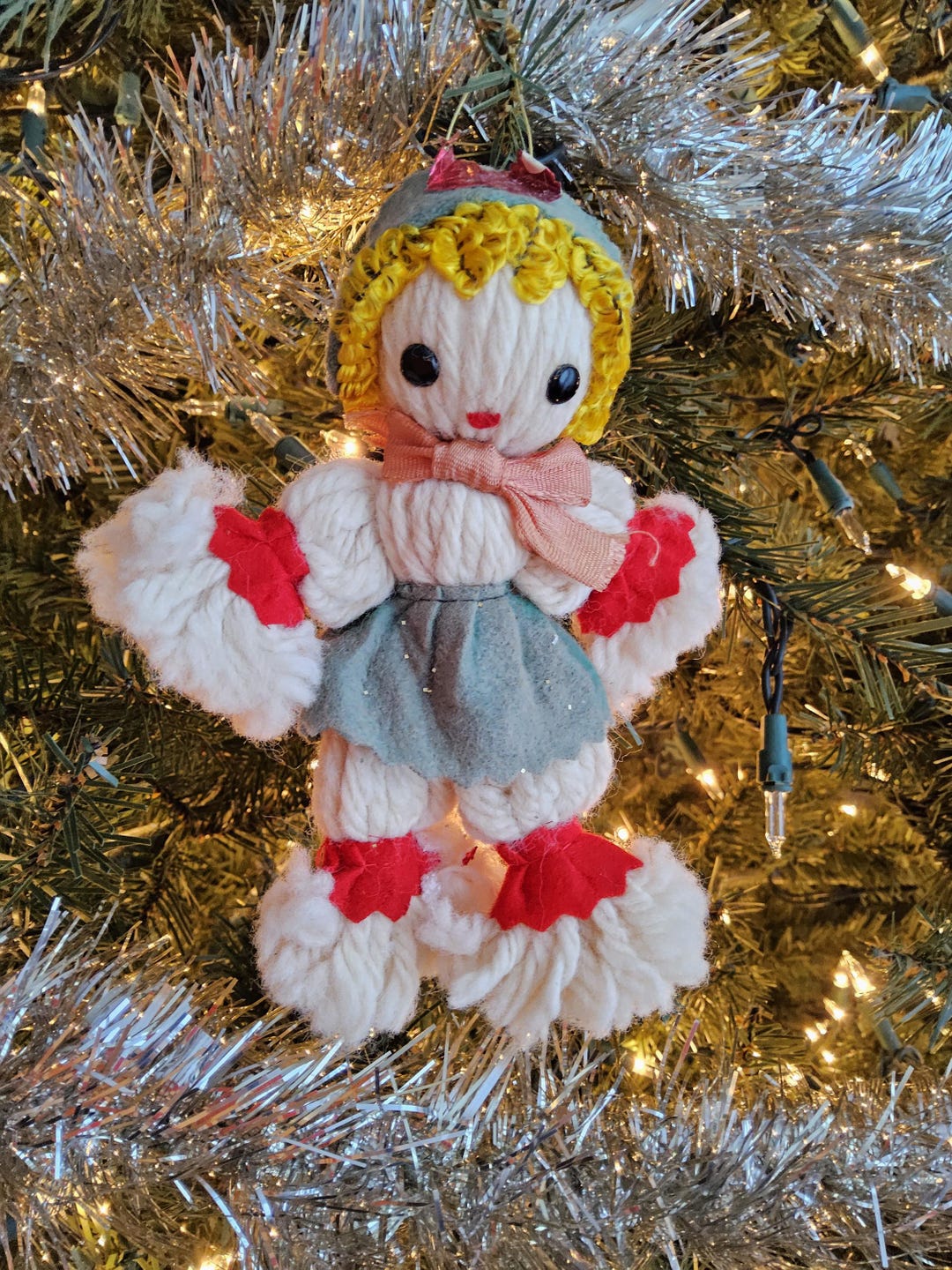 Vintage R. Dakin & Co Christmas Tree Ornament Decoration Doll Yarn ...