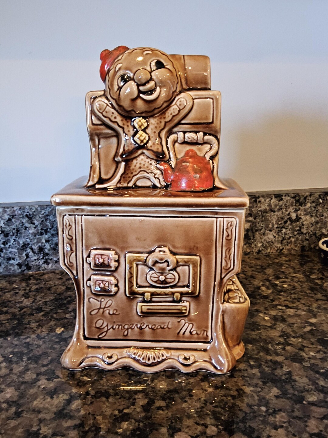 Gingerbread Man Cookie Jar, Ceramic Stoneware Vintage Storybook Retro ...