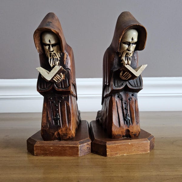 Vintage Monk Bookend - Etsy