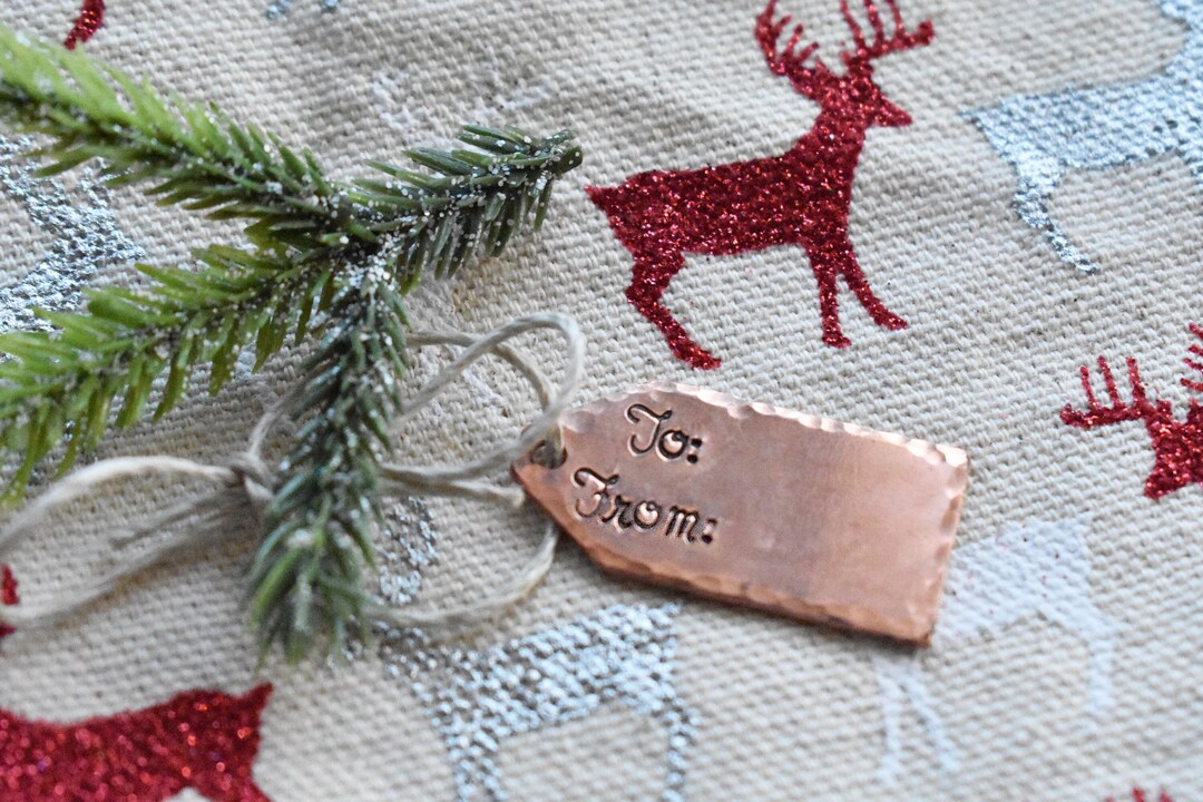 CLEARANCE Metal Gift Tag - Personalized Copper Gift Badge Stamped ...