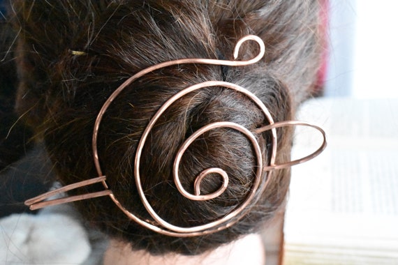 Hair Bun Cage Copper Spiral Metal Hair Pin Medieval Fantasy | Etsy