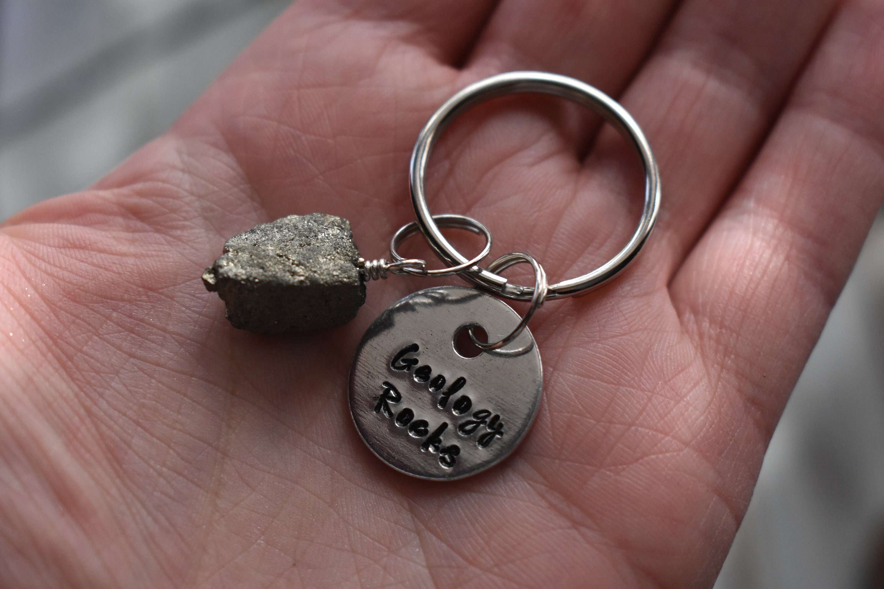 Geology Rocks Keychain Raw Pyrite Stone Key Chain Science | Etsy