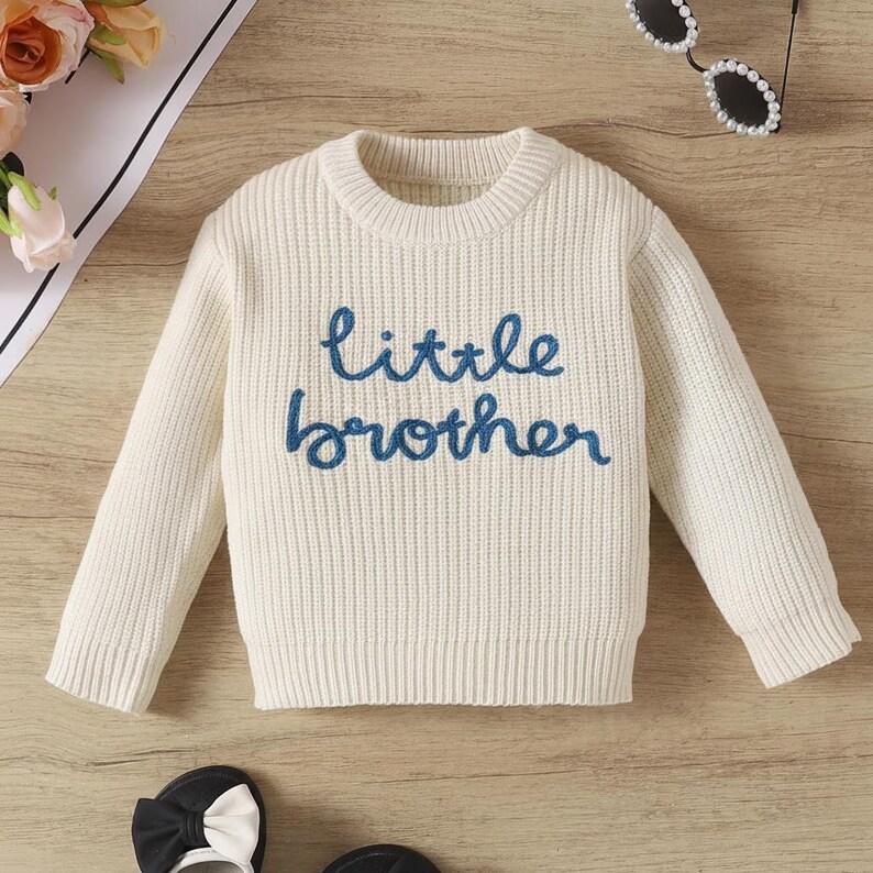 Personalized Baby Name Sweater Big/little Sister,, Embroidered Children ...