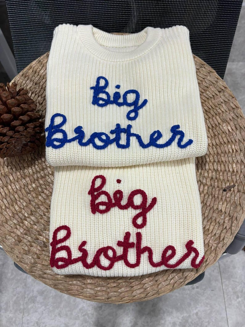 Personalized Baby Name Sweater Big/little Sister,, Embroidered Children ...