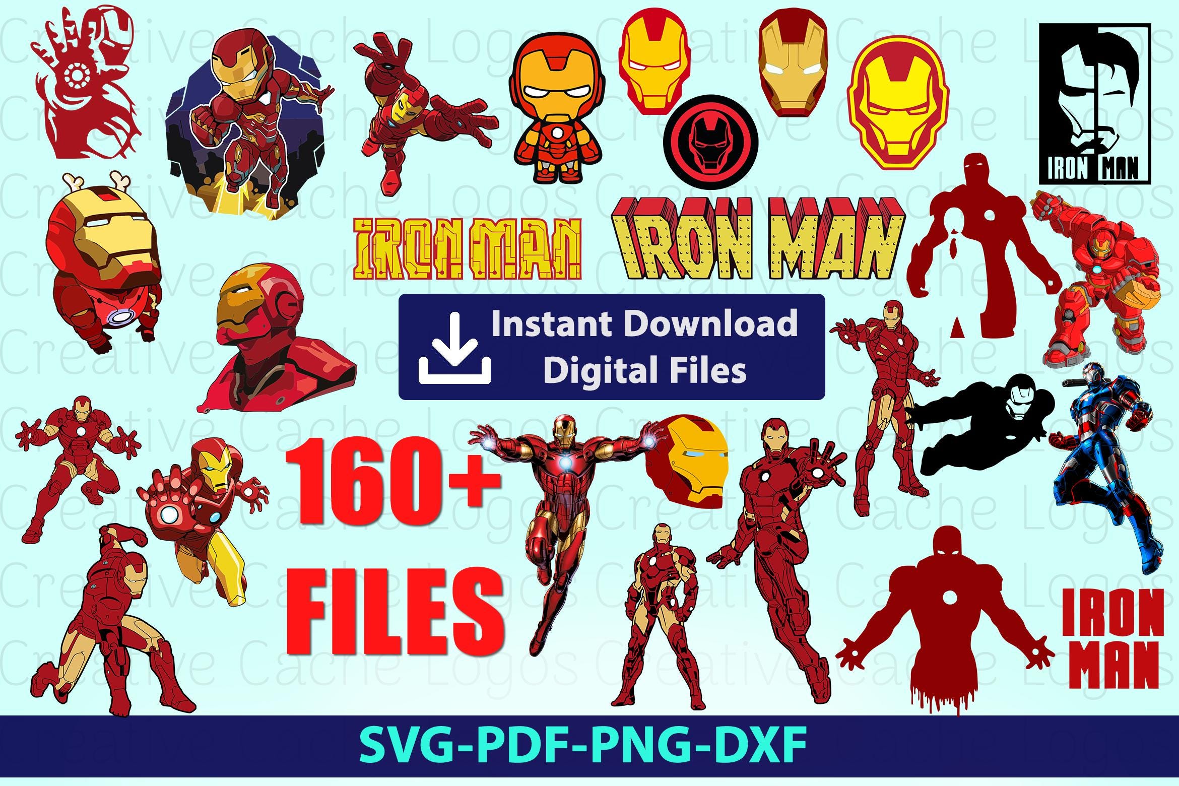 Ultimate Iron Man SVG and PNG Bundle, Clipart Collection, Ron Man Mega ...