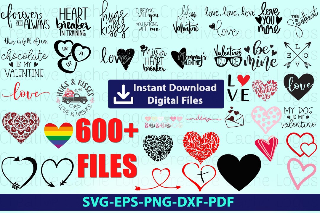 Valentine's Day SVG PNG Clipart Bundle: Love Day Graphics (digital ...