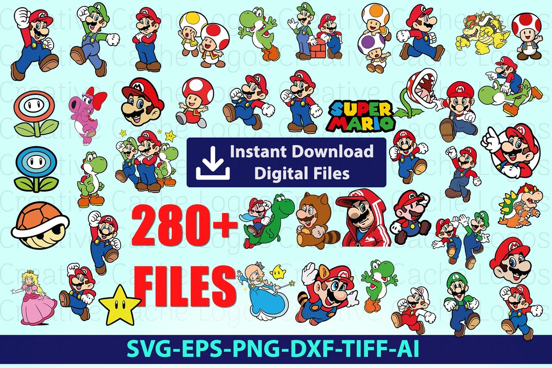 Super Mario SVG Bundle, 280+ Mario Bros Clipart (digital Files - Svg ...