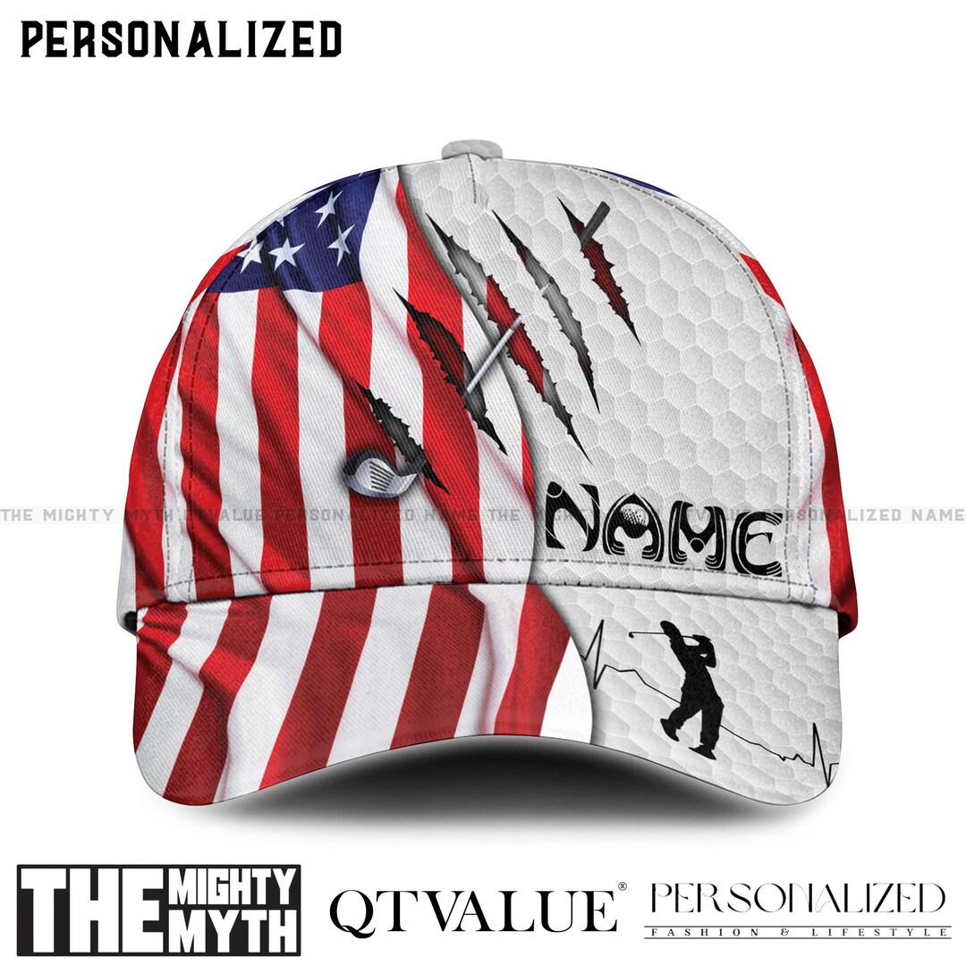 Custom Golf Cap With American Flag, Personalized Name, USA Patriotic ...