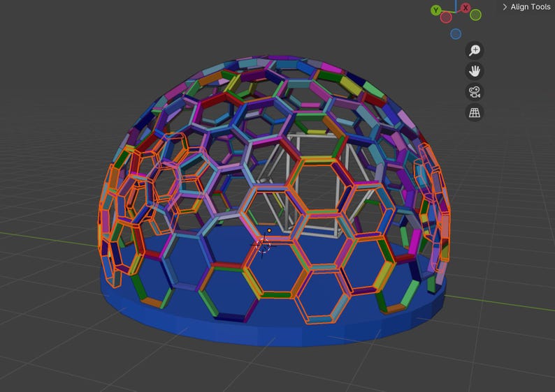 Geodesic Dome (honeycomb Pattern) 5m Diameter - Real Size 1:1 Model 3D - Blender - Etsy