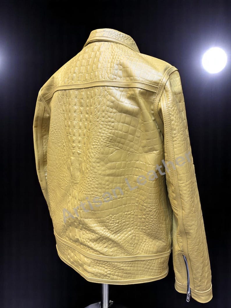 Mens Crocodile Embossed Leather Jacket Crocodile Pattern Real Luxury ...