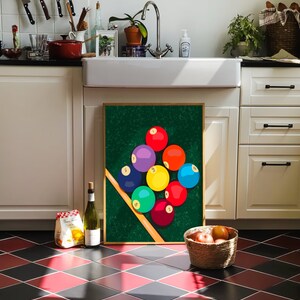 Vintage Pool Table Print Retro Hand Drawn Wall Art Instant Printable ...