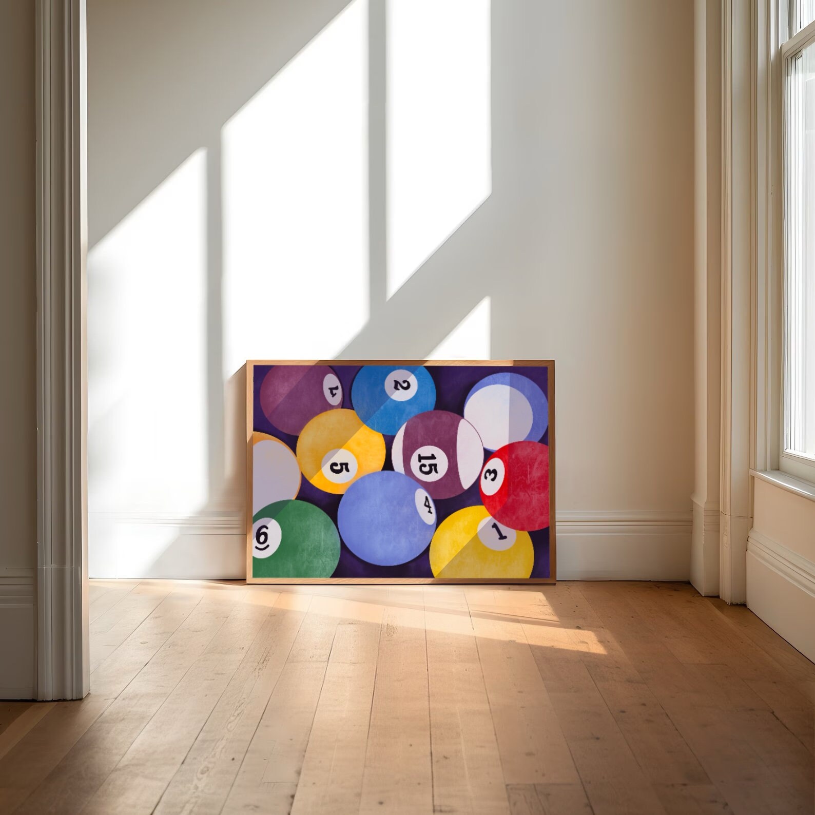 Retro Pool Table Print Vintage Hand-drawn Wall Art Printable Wall Art ...