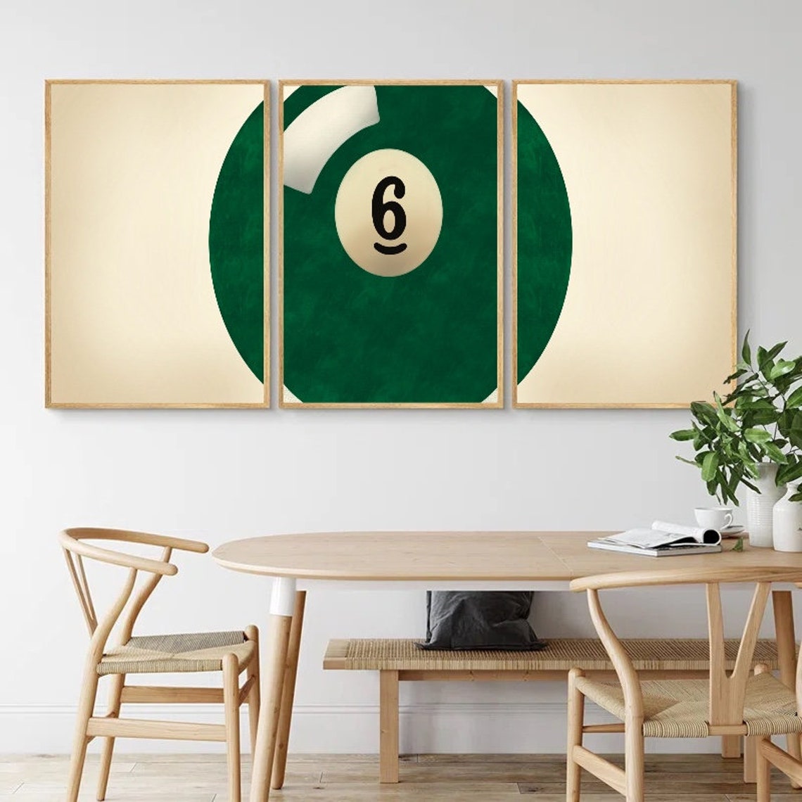 Retro Bowling Ball Set of 3 Panels Aesthetic Home Decor Green 6 Ball ...