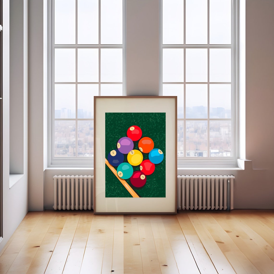 Vintage Pool Table Print Retro Hand Drawn Wall Art Instant Printable ...