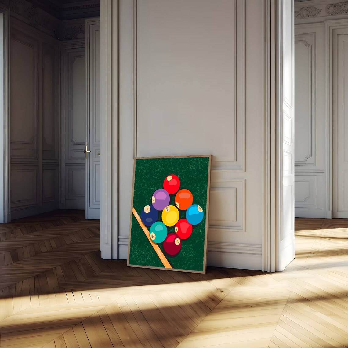 Vintage Pool Table Print Retro Hand Drawn Wall Art Instant Printable ...