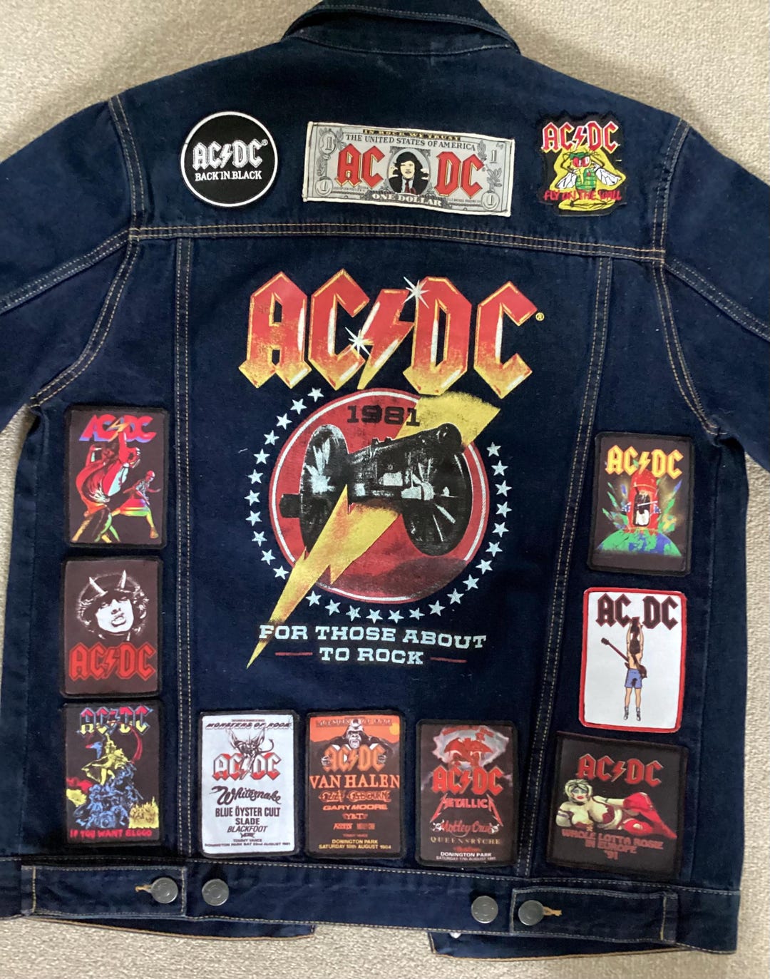 AC/DC Denim Battle Jacket - Etsy