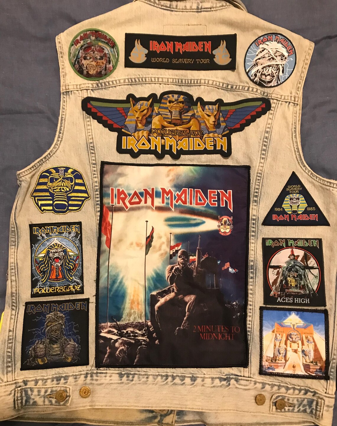 Denim Iron Maiden Powerslave Battle Vest - Etsy