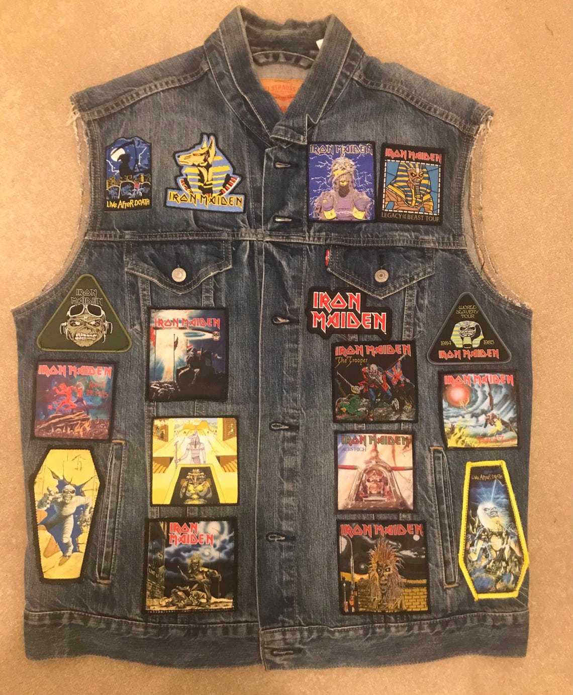 Denim Iron Maiden Powerslave Battle Vest - Etsy