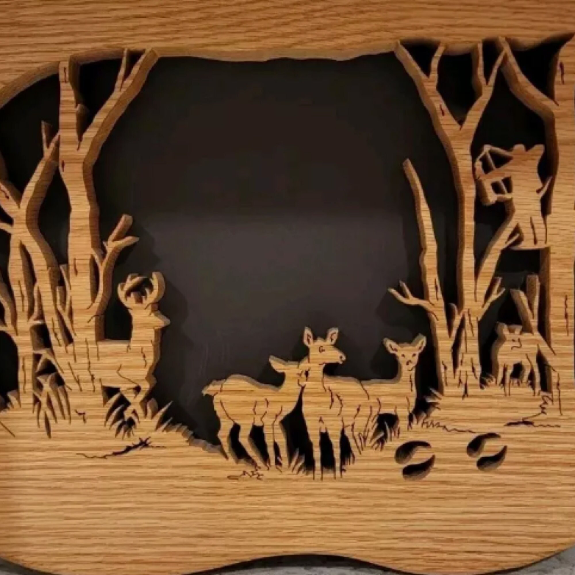Vintage Handcrafted Wood/wooden Laser Cut Carved Art Deer Hunting ...