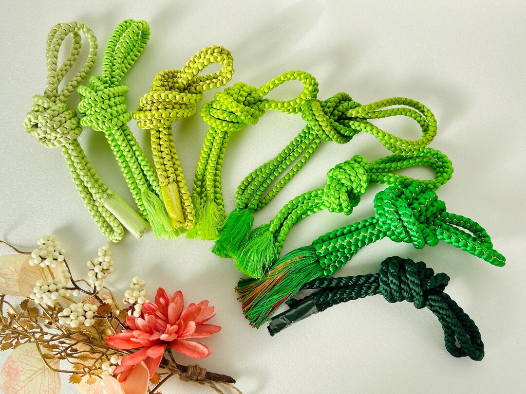 Vintage Japanese Obijime – No.30 | Yellow-green to Deep Green Tones ...