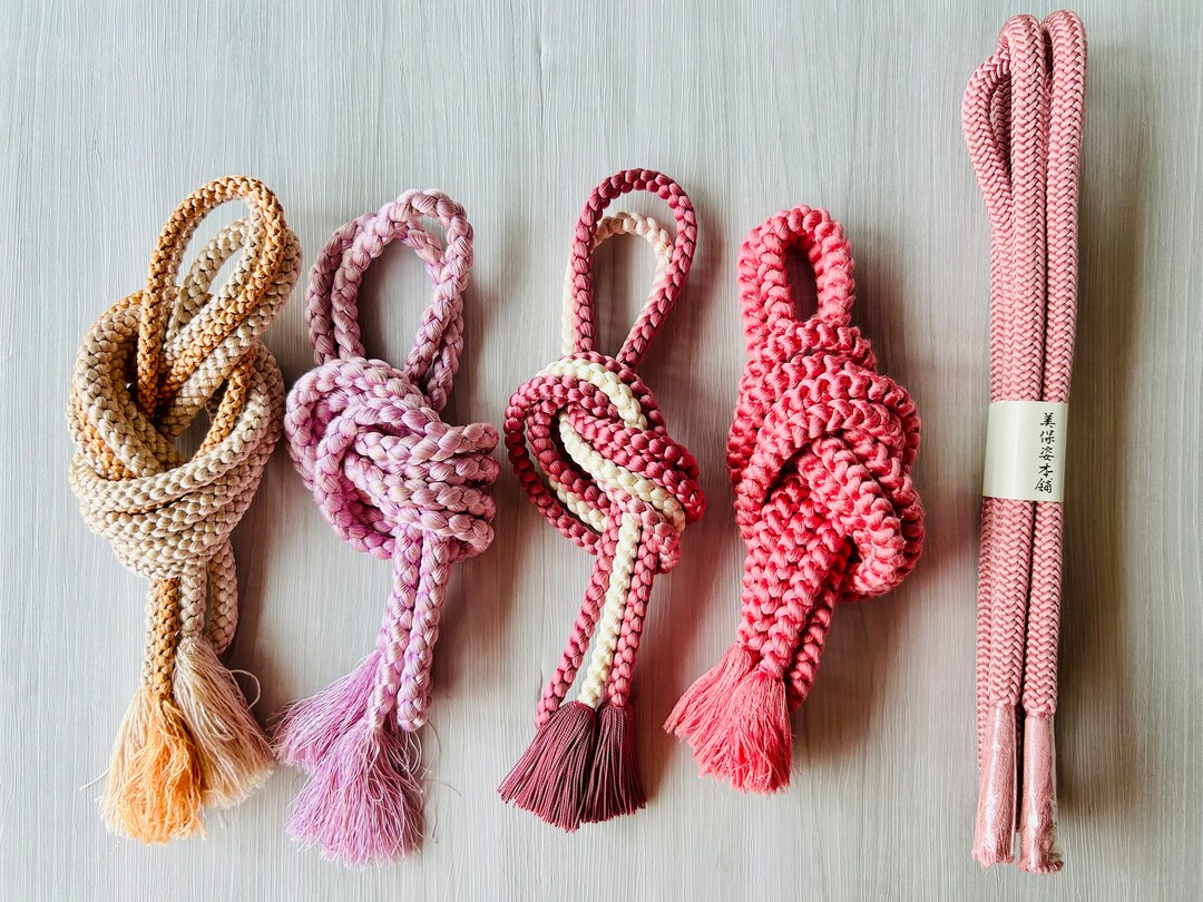 Vintage Japanese Obijime – No.6 | Pink & Purple Marugumi Silk Cord With ...