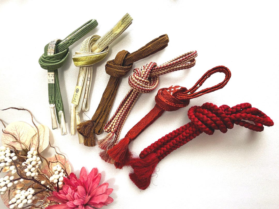 Vintage Japanese Obijime No.44 – Reddish Brown & Khaki-toned Multicolor ...