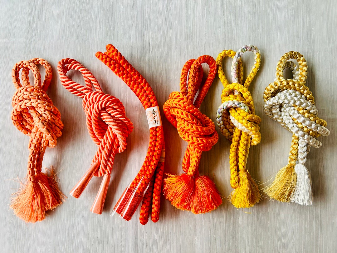 Vintage Japanese Obijime – No.7 | Gold, Mimosa Yellow, Pink-orange ...