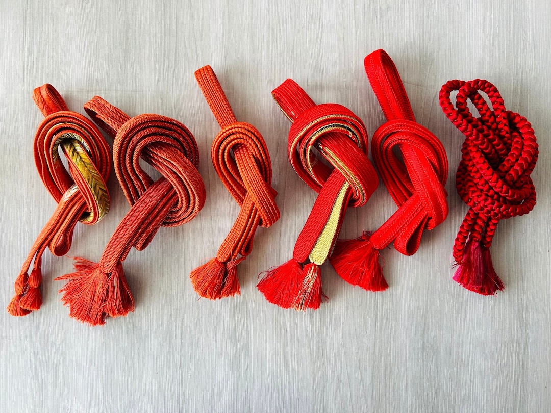 Vintage Japanese Obijime – No.2 | Red and Vermilion Round & Flat Silk ...
