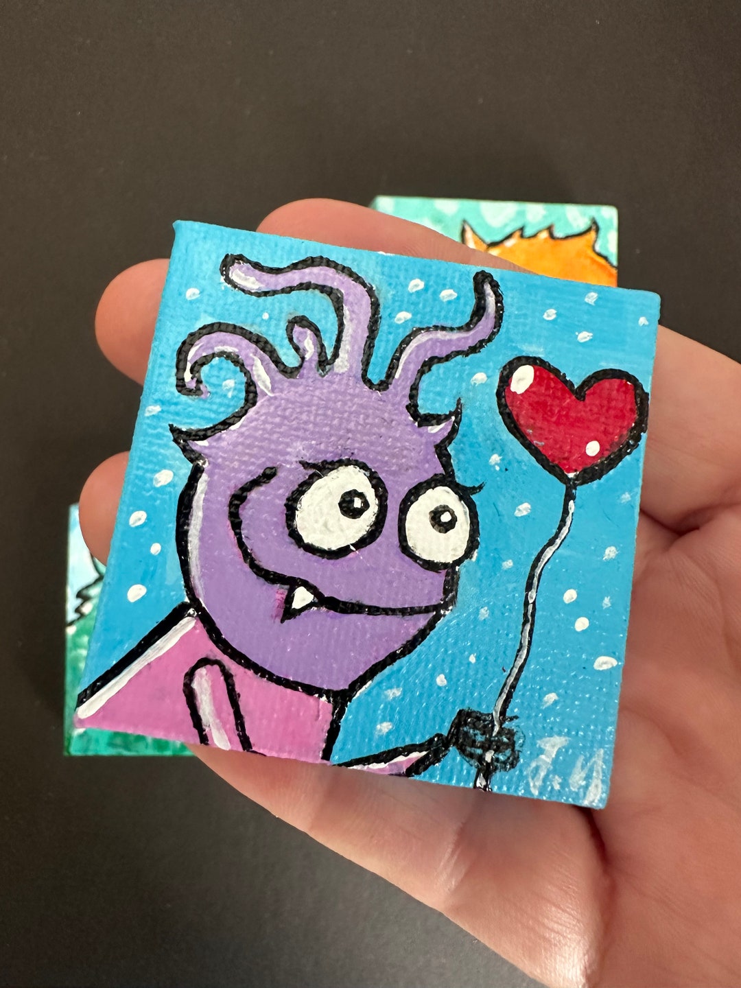 ORIGINAL 2x2 Mini Monster Acrylic Painting by Joanna Nelson - Etsy