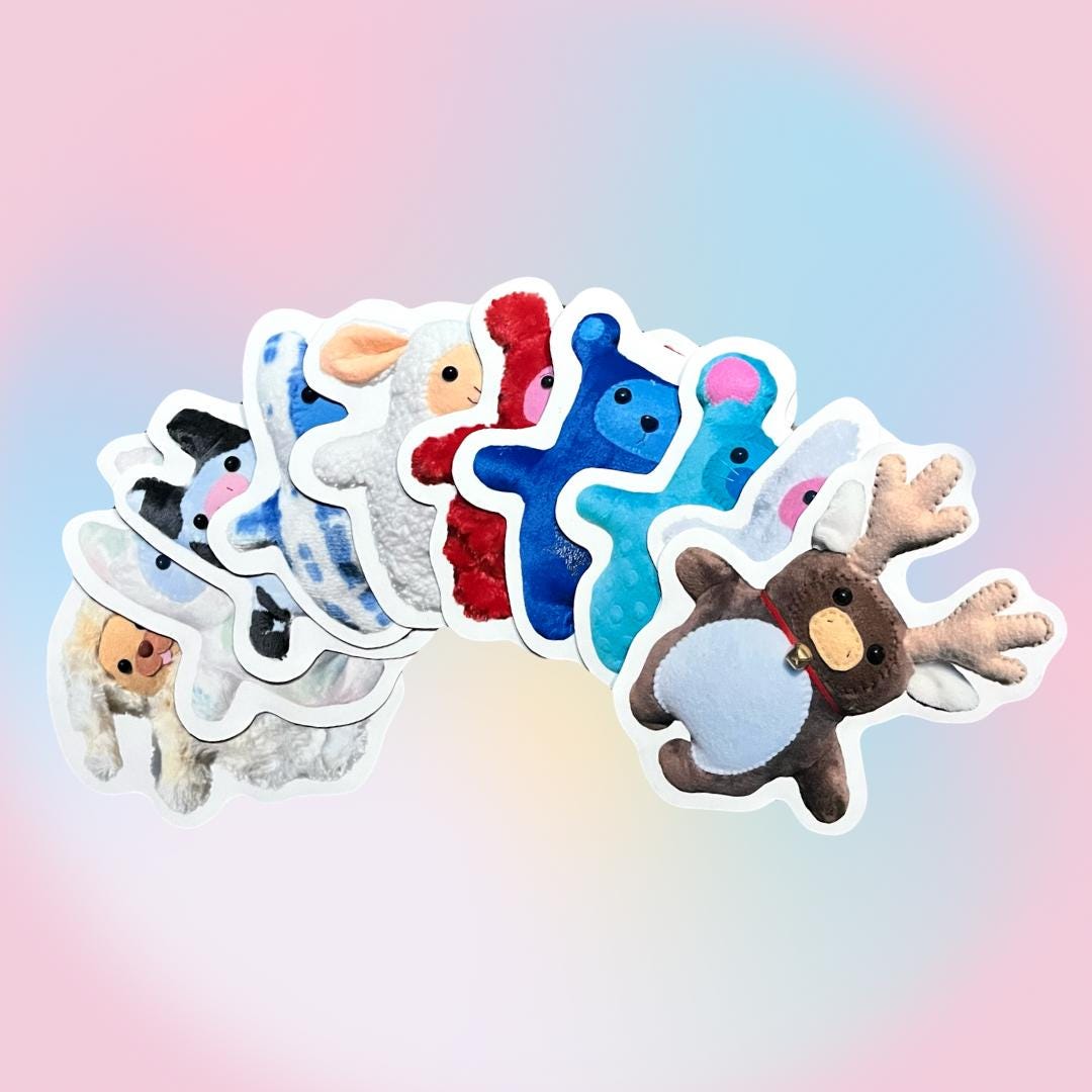 Plushie Glossy Vinyl Stickers, Plush Parade Stickers - Etsy