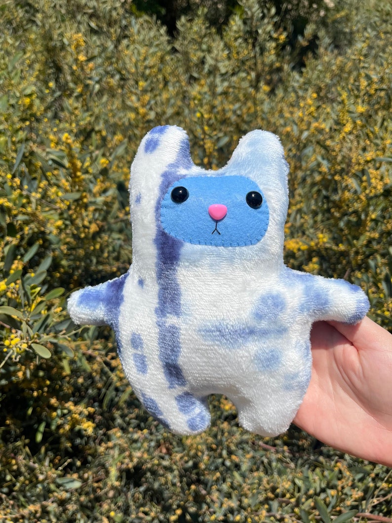 Blue Bunny Plush, Handmade Stuffed Animal, Handsewn Plushie - Etsy