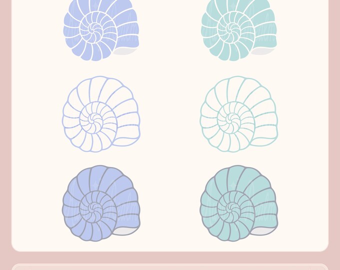 Seashell SVG, Layered Seashell Clipart, Aesthetic Pastel Seashells PNG ...