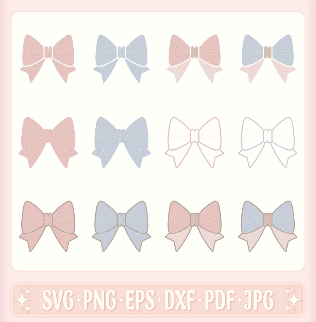 Cute Bow SVG, Kawaii Bow Clipart, Aesthetic Bow Design, Vintage Bow ...