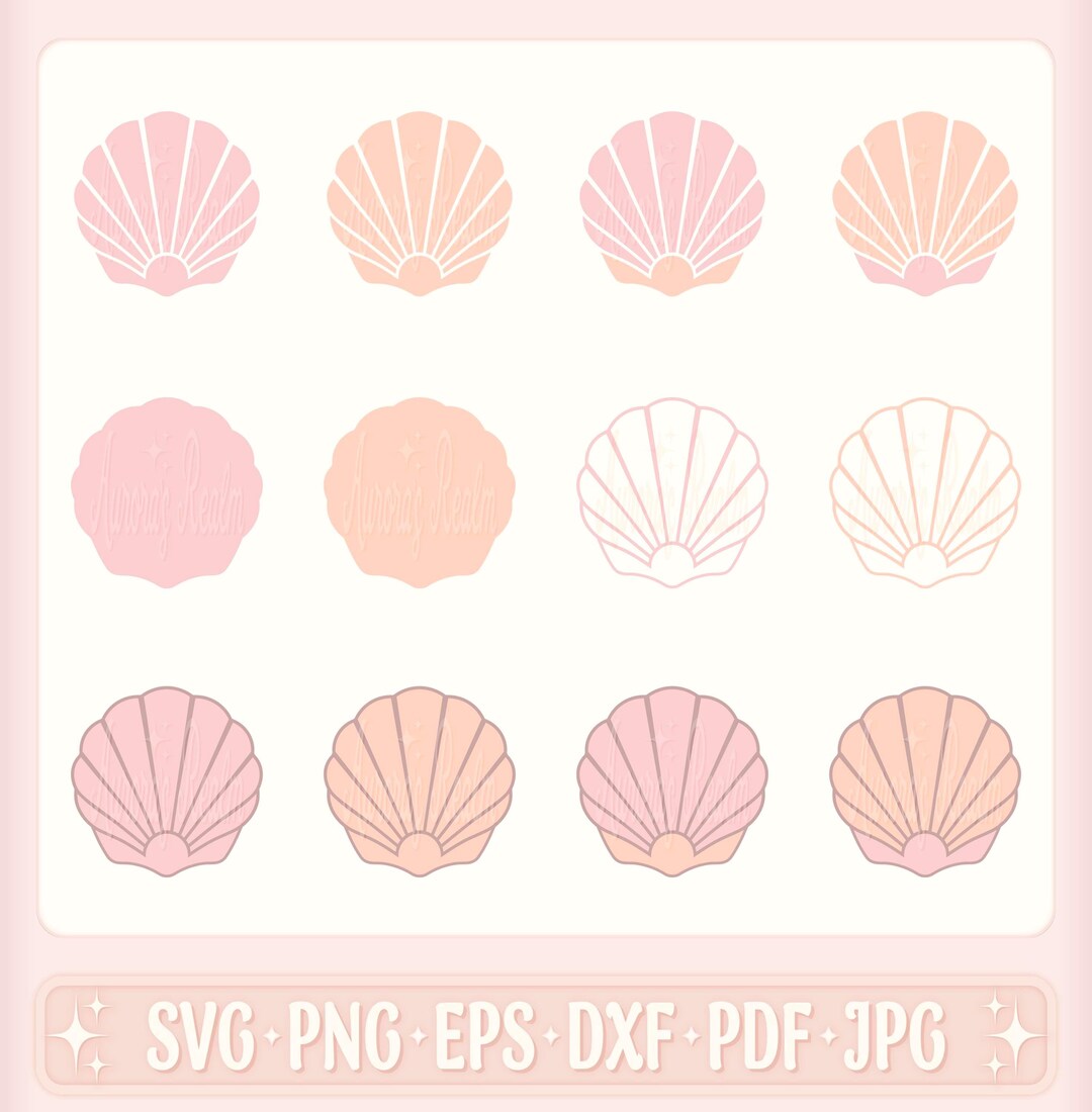 Seashell SVG, Layered Seashell Clipart, Aesthetic Pastel Seashells PNG ...