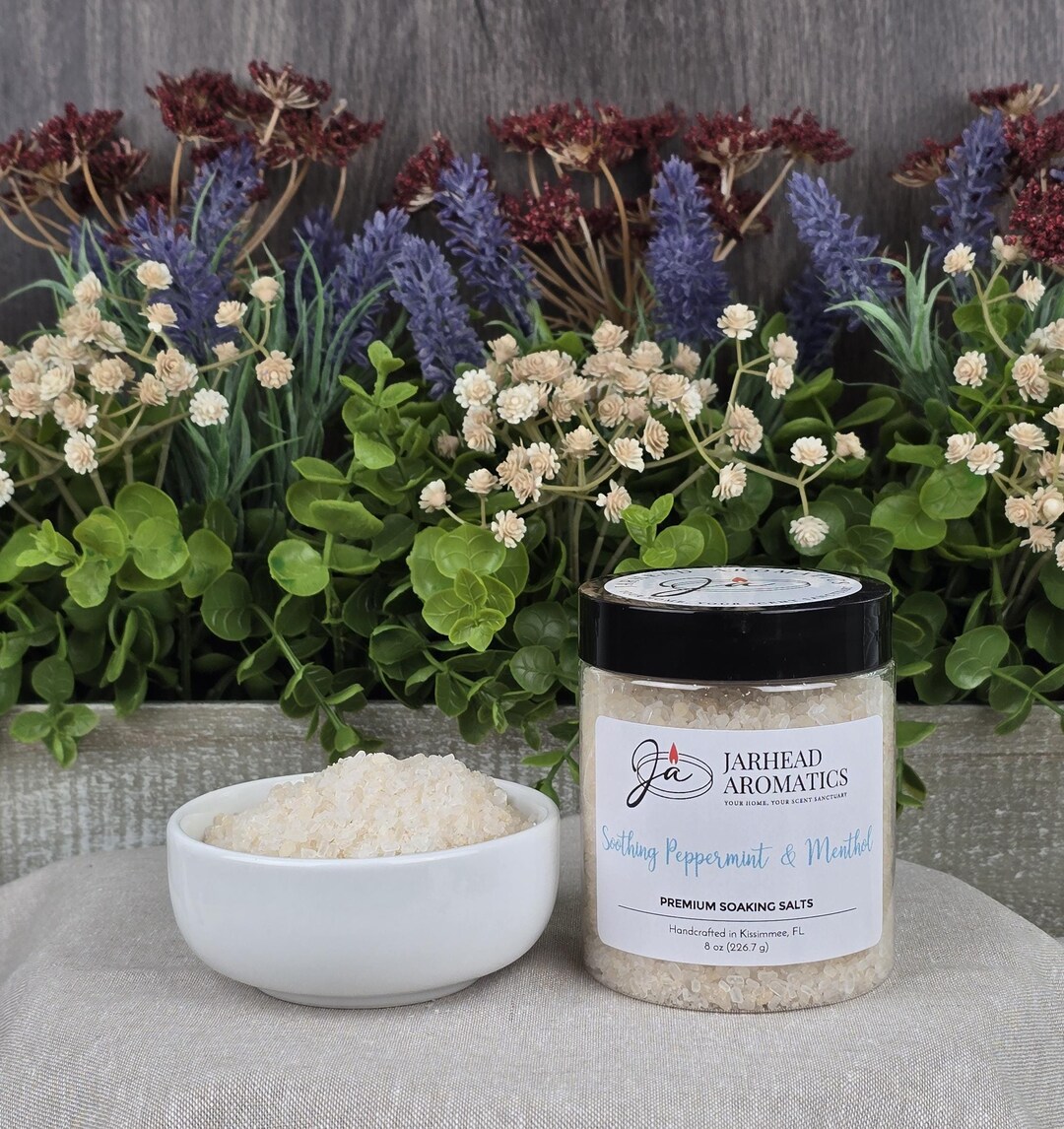 Soothing Peppermint & Menthol Premium Soaking Salts | 8 Oz Jar - Etsy