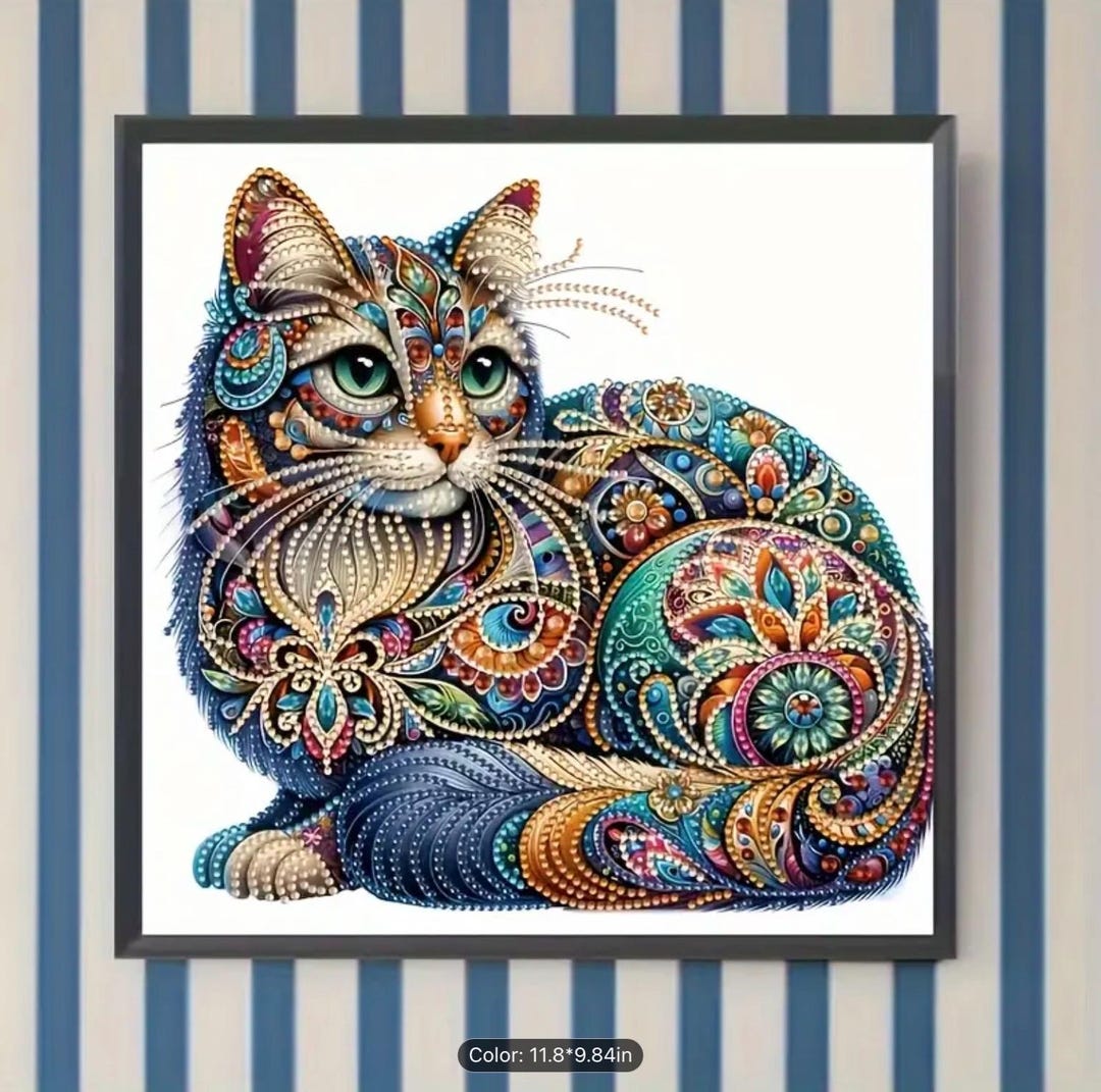 Cat Diamond Art Kit Includes Special Shapes Everything You Need is ...