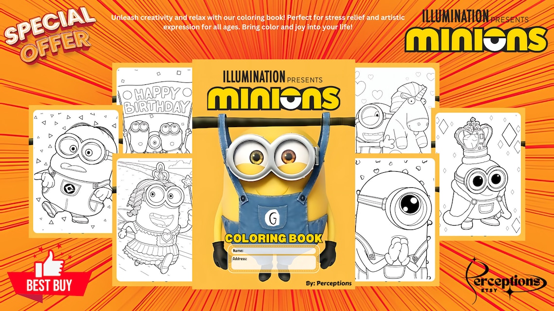 Minions Cartoon Coloring Book for Kids 31 Pages PDF Print - Etsy