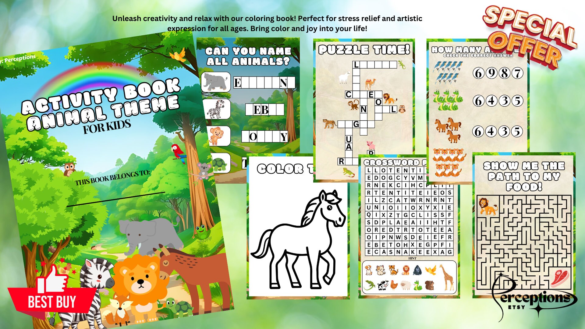 Busy Book Animals Theme for Kids Activity Book 17 Pages PDF Print - Etsy
